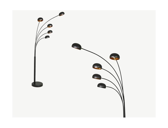 Lampadaire stella - 5 lumières - h. 210 cm - noir et doré VENTE-UNIQUE ...