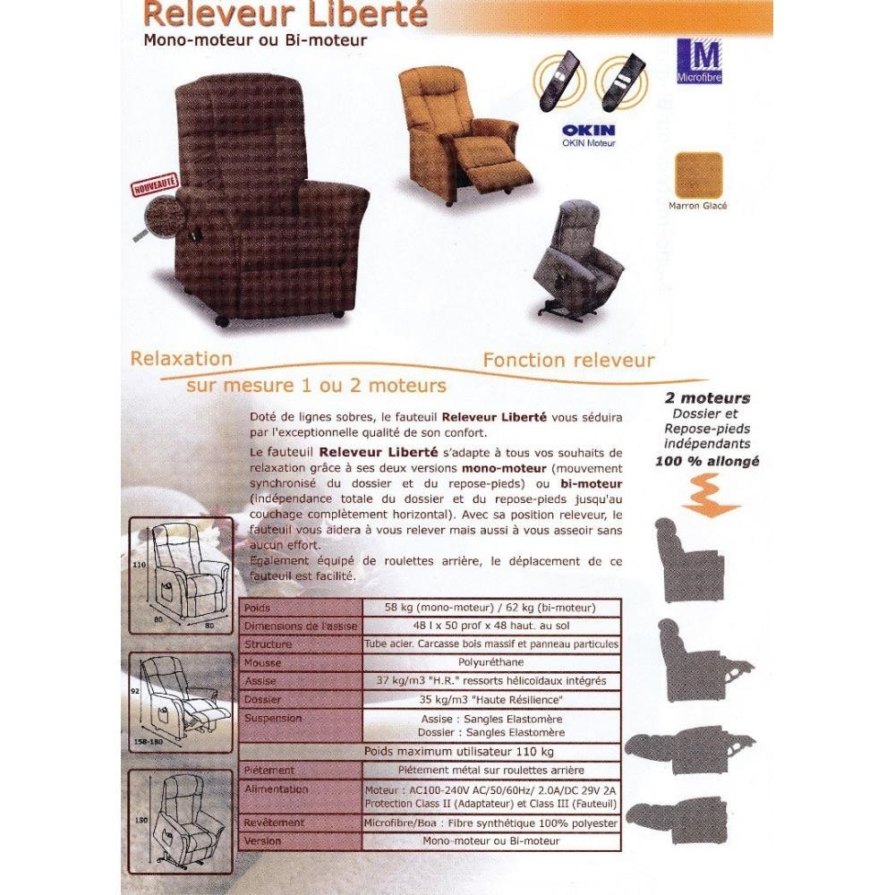 FREEDOM fauteuil relax et releveur électrique (bi-moteur) microfibre ...