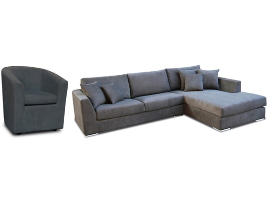 Canapé tissu CITY Monaco angle droit + Jasper tissu ritz gris foncé Pas ...