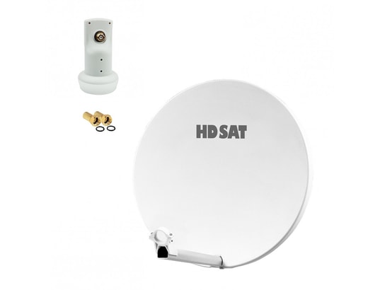 Pack parabole satellite fibre composite blanche 60cm brides inox + lnb single hd 4k HDSAT HDSAT ...
