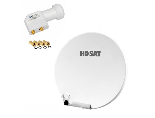 Pack parabole satellite fibre composite blanche 60cm brides inox + lnb twin hd 4k HDSAT HDSAT ...