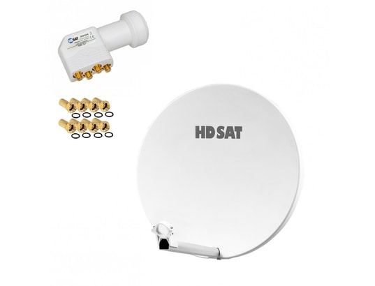 Pack parabole satellite fibre composite blanche 60cm brides inox + lnb quad hd 4k HDSAT HDSAT ...