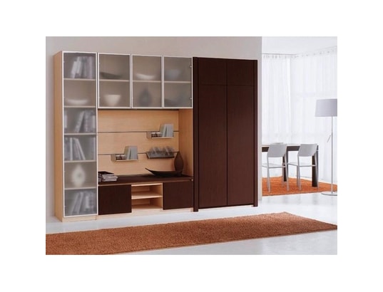 Armoire dressing lit escamotable 1 pers + rangements vitrés INSIDE75 ...