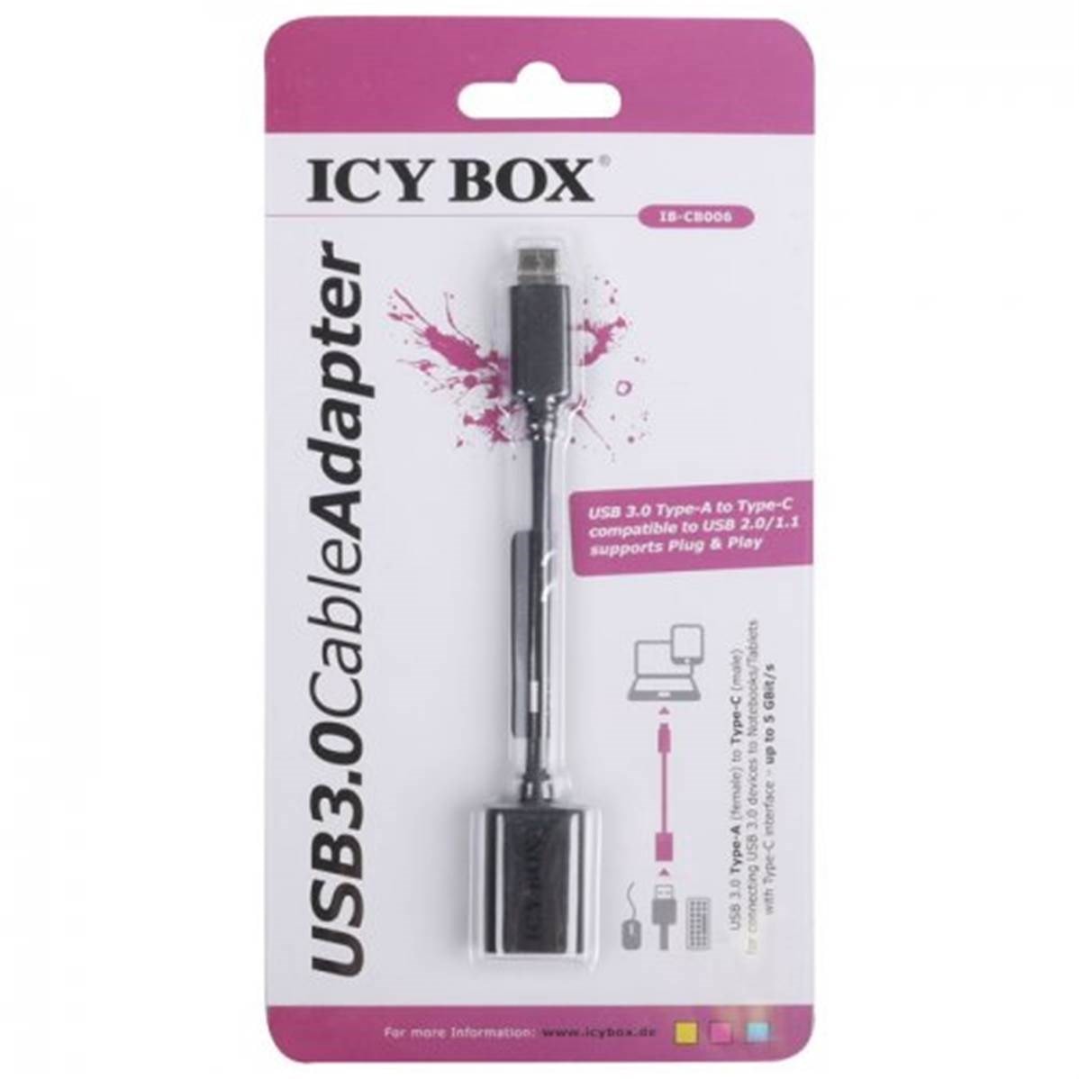 ICY BOX Cable USB 3.1 Type A femelle vers Type C male ICY BOX