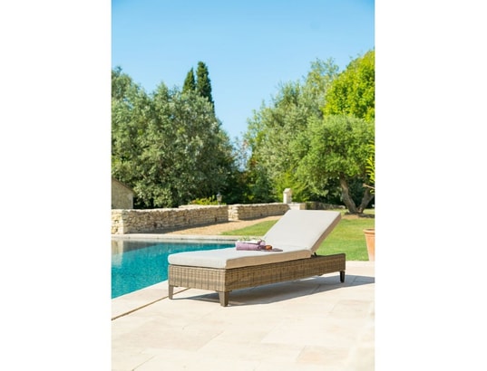 Transat en résine tressée design malta - 5 positions - marron naturae ...