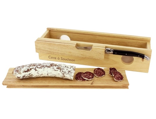 CAVE À SAUCISSON EN BOIS ET SON COUTEAU INOX THEKITCHENETTE