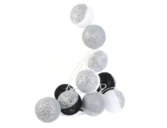 Guirlande lumineuse boules pailletées 10 leds noir, argent THE HOME ...