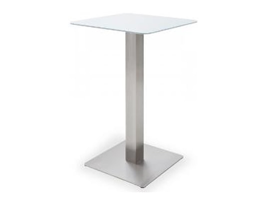 Table bar avec plateau céramique Blanc avec piètement acier brossé ...