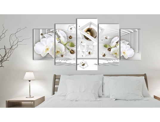 100x50 Tableau Orchidées Fleurs Admirable Temple de la blancheur ICAVERNE