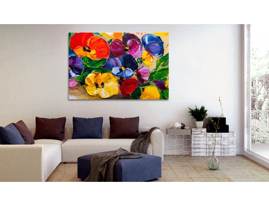 60x40 Tableau Fleurs variées Fleurs Admirable Spring Pansies ICAVERNE
