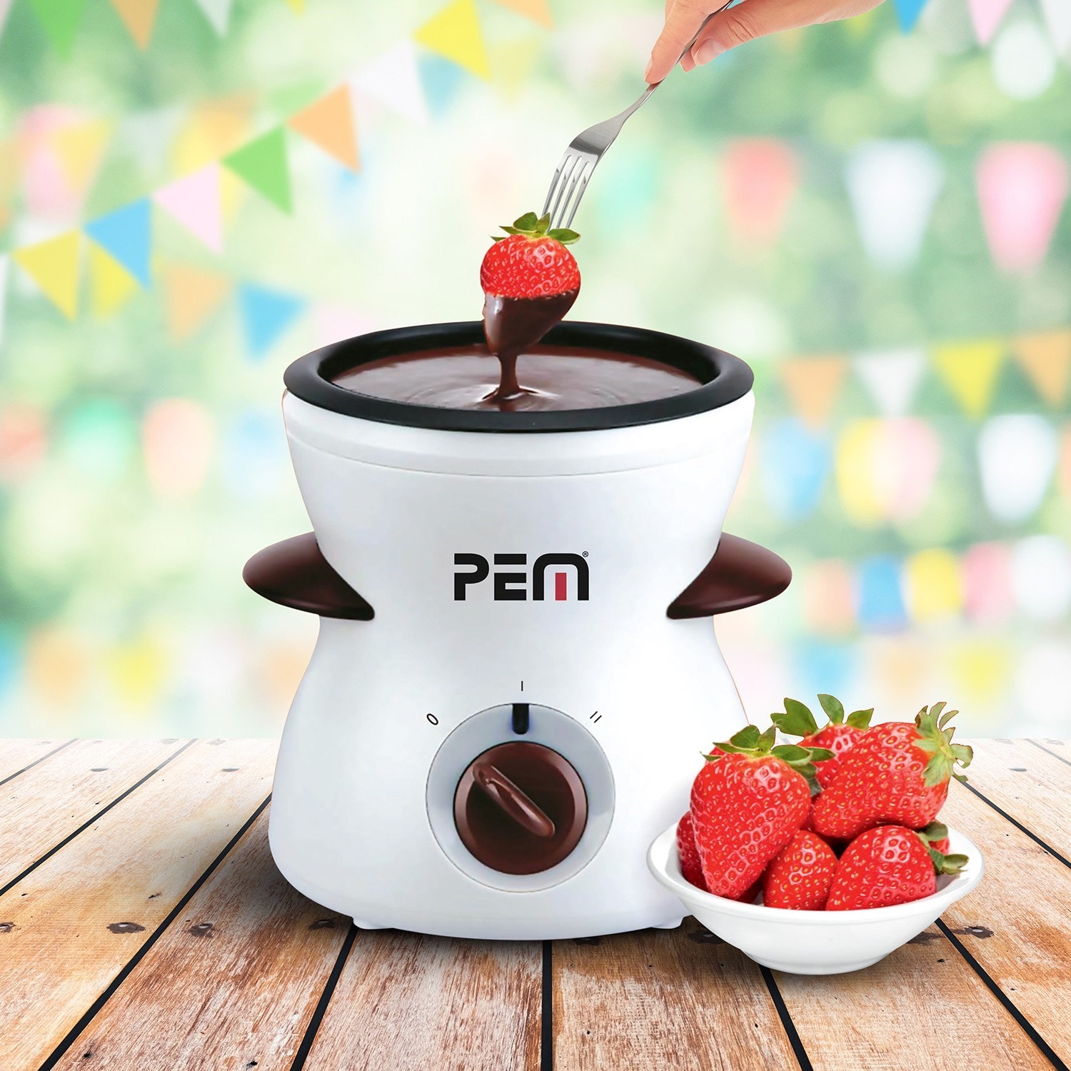 Fondue à chocolat 25w - 200 ml -+ 10 fourchettes +Spatule - Pem FC-200 PEM