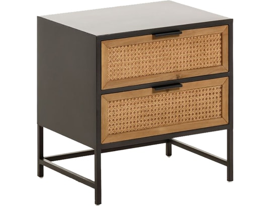 Chevet LF Chevet Kyoko bois déco osier pieds métal noir Pas Cher ...