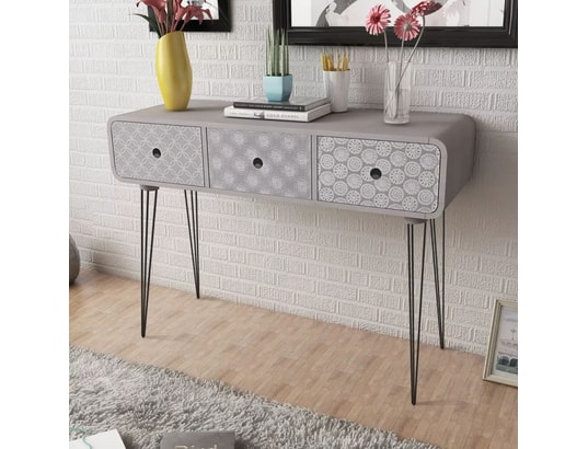 Superbe Consoles reference Tallinn Table console avec 3 tiroirs Gris ...