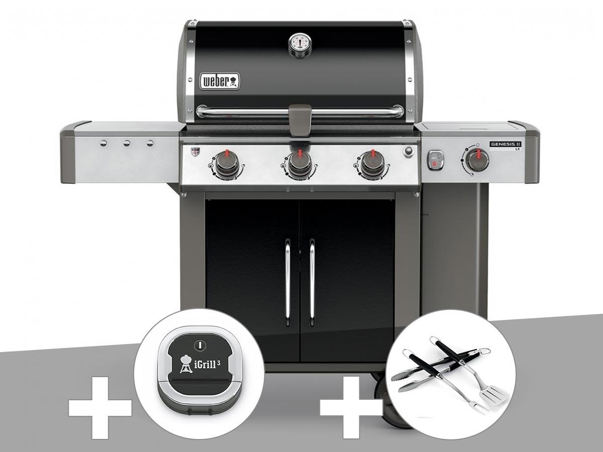 Barbecue weber gaz genesis ii lx e-340 gbs + thermomètre igrill 3 + kit ...