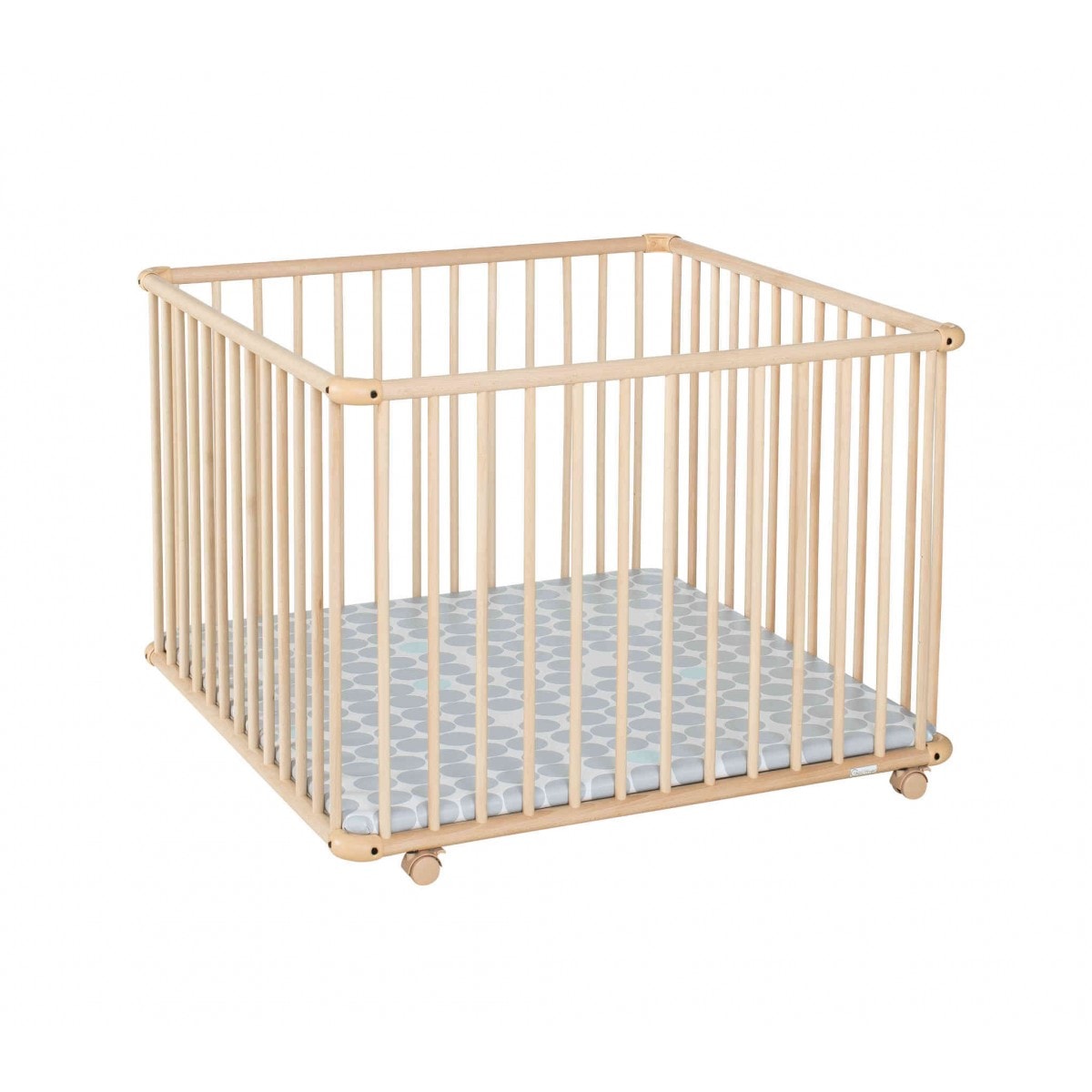 Parc en bois à roulettes belami geuther bois clair 97 x 97 GEUTHER ...