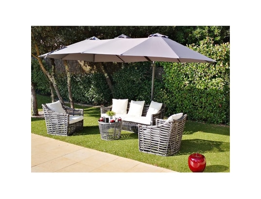 Parasol ovale gris deporwide 3 têtes 2,70 x 4,6m - mât alu toile ...