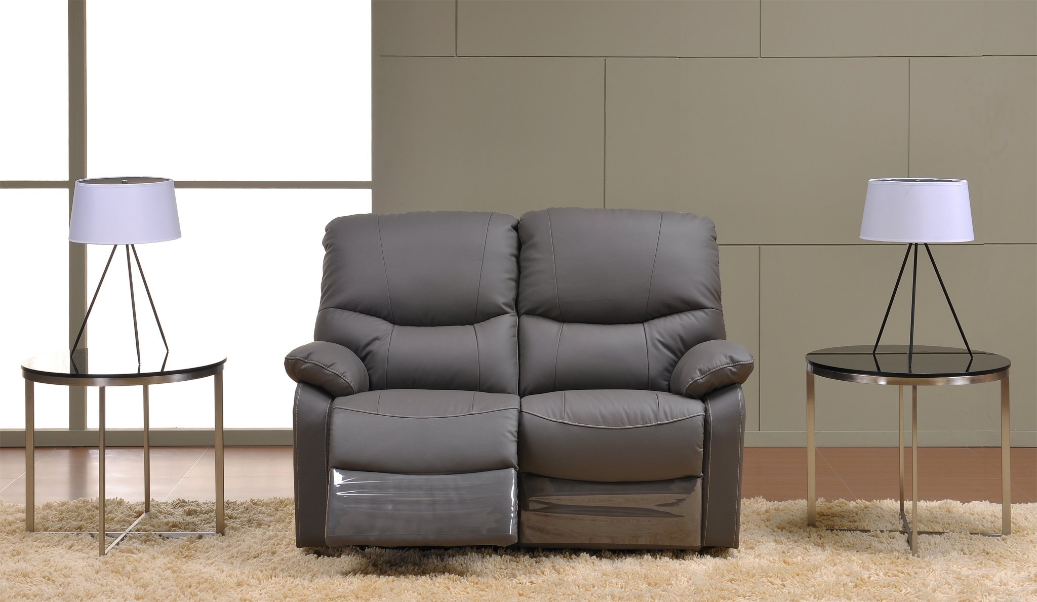 Canapé cuir UB DESIGN Pomelo 2 places gris olive Pas Cher - UBALDI.com