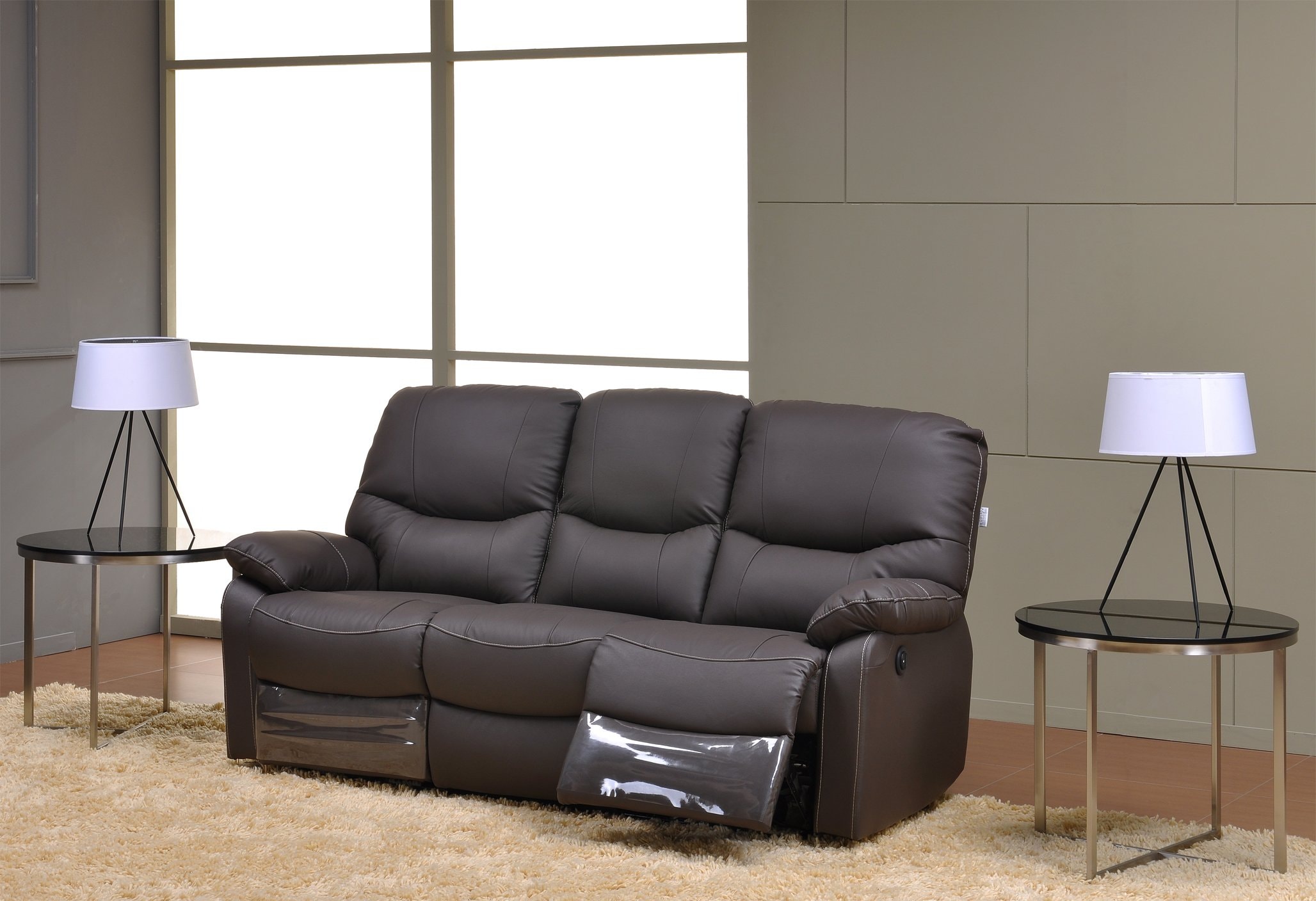 Canapé cuir UB DESIGN Pomelo 3 places brun Pas Cher - UBALDI.com