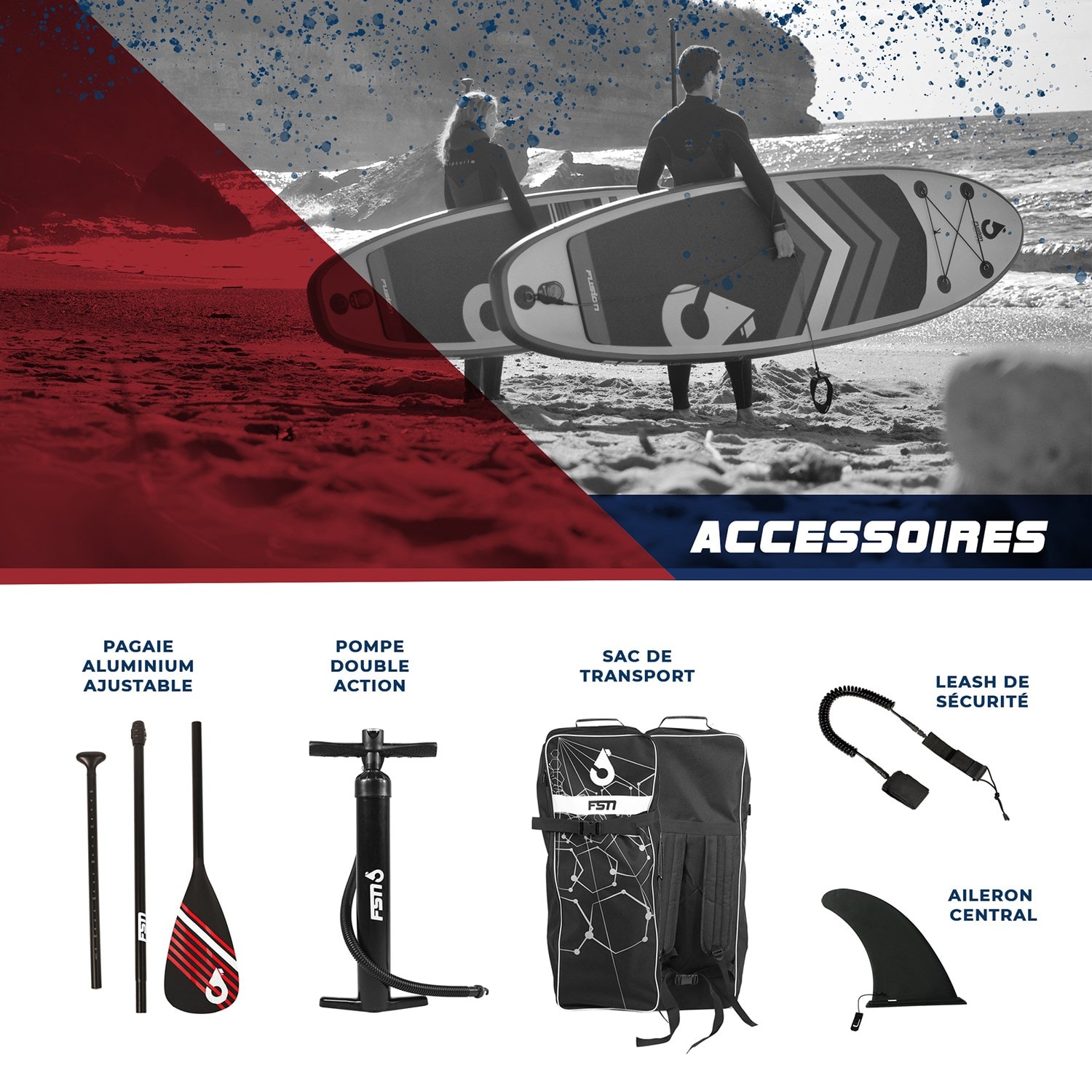 Paddle gonflable vulk 9'8 - 299 x 81 x 13 cm - stand up paddle avec ...