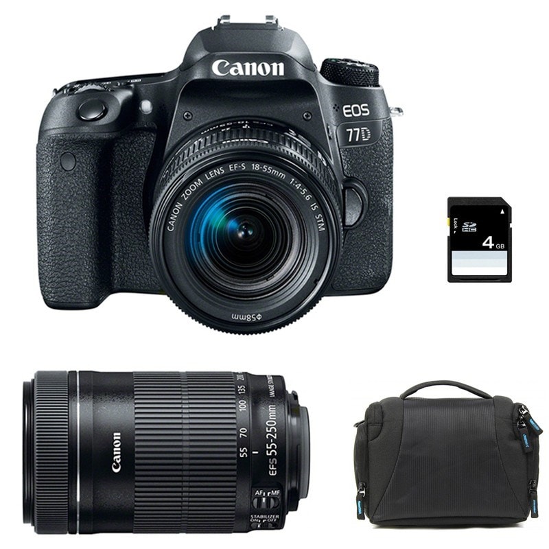 CANON EOS 77D + 18-55 IS STM + 55-250 IS STM + Sac + SD 4Go CANON Pas ...