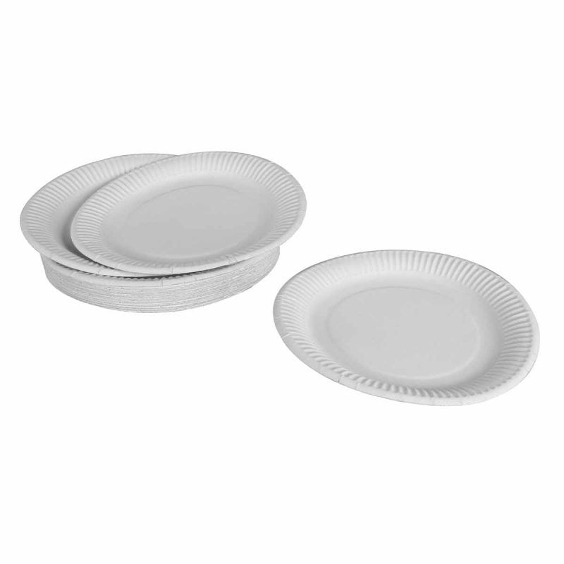 Lot de 50 assiettes en carton chromo triplex 23cm blanc PARIS PRIX