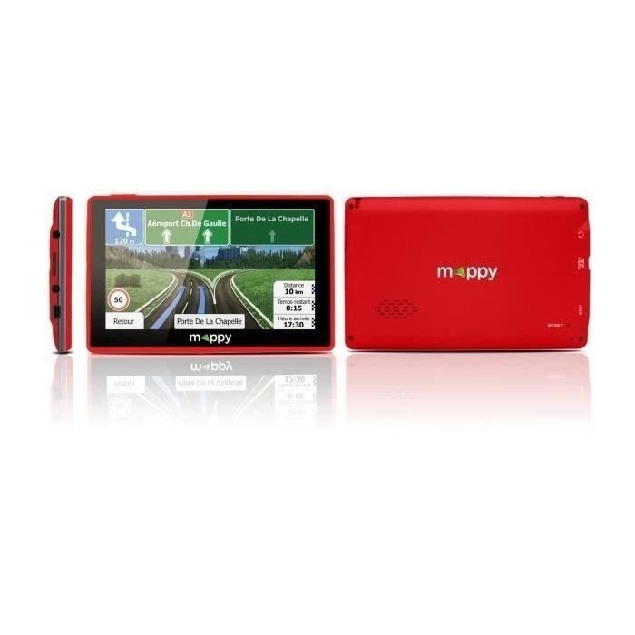 Mappy iti e-438 gps slim rouge avec housse carte a vie intégrée MAPPY