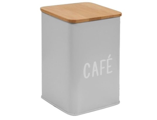Frandis boîte a café en métal et bois - 9,5 x 9,5 x 14 cm - gris mat ...