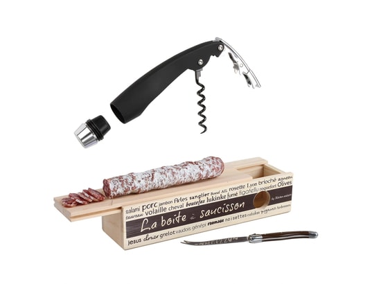 Boîte à saucisson avec couteau + sommelier 4 en 1 KITCHEN ARTIST