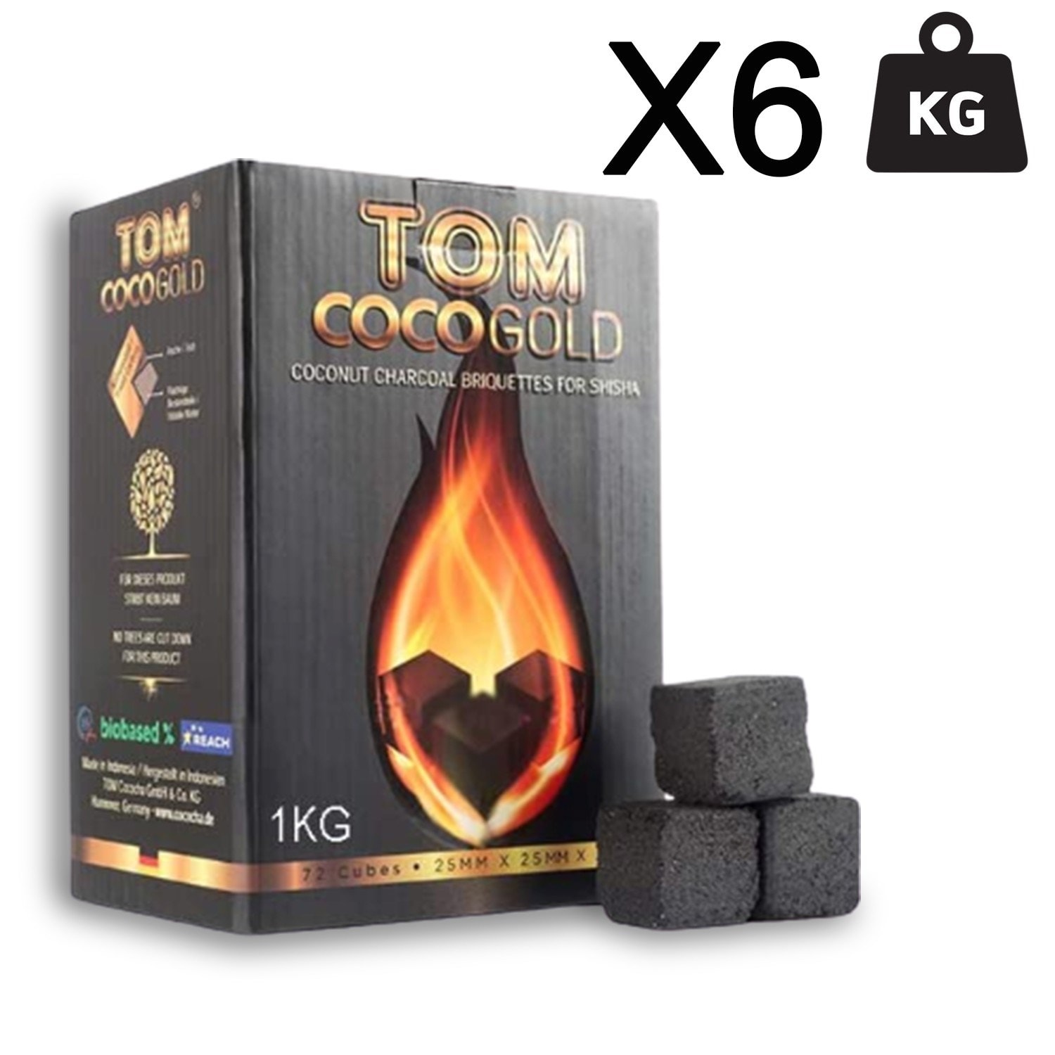 Pack 6kg charbon naturel tom coco gold jaune 6kg - chicha / narguilé ...