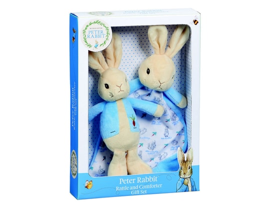 Coffret cadeau prestige doudou et hochet pierre lapin original PETIT POUCE FACTORY