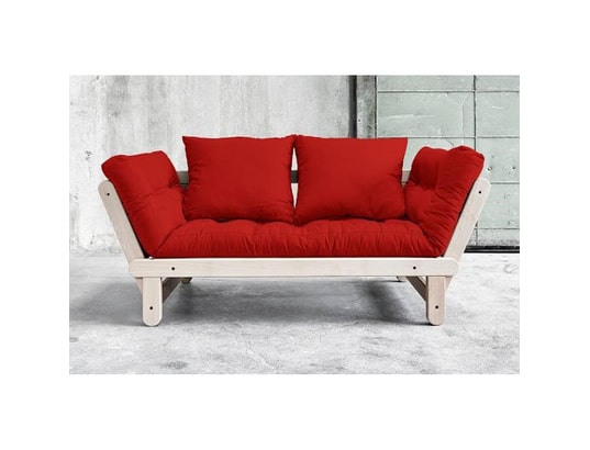 Banquette méridienne convertible futon rouge BEAT BEECH couchage 75 ...
