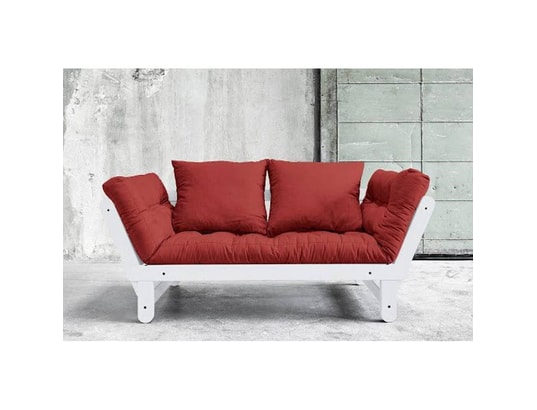 Banquette méridienne blanche convertible futon rouge passion BEAT ...