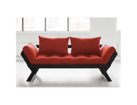 Banquette méridienne noire futon rouge BEBOP couchage 75*200cm KARUP