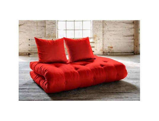 Canapé lit en pin massif SHIN SANO futon rouge couchage 140*200cm KARUP