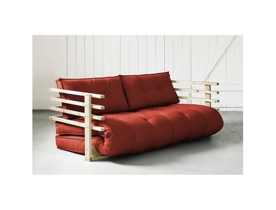 Canapé convertible en pin massif FUNK futon rouge couchage 160*190cm KARUP