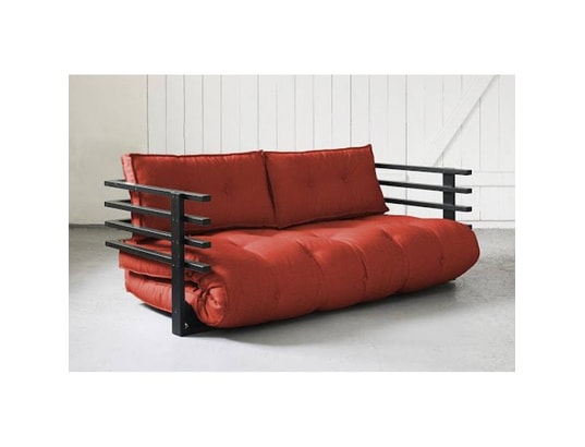 Canapé convertible noir FUNK futon rouge couchage 160*190cm KARUP