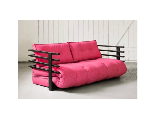 Canapé convertible noir FUNK futon rose magenta couchage 160*190cm KARUP
