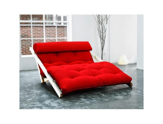 Chaise longue convertible style scandinave FIGO futon rouge couchage ...