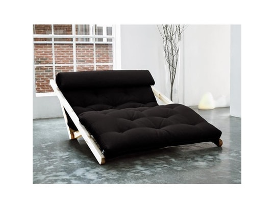 Chaise longue convertible style scandinave FIGO futon noir couchage 120 ...
