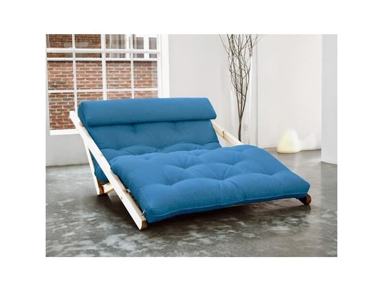Chaise longue convertible style scandinave FIGO futon bleu azur ...