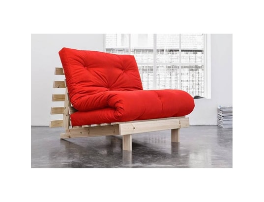 Fauteuil BZ style scandinave ROOTS NATURAL futon rouge couchage 90 ...