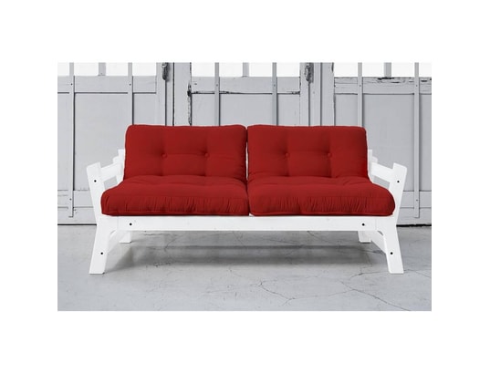 Banquette convertible blanche STEP matelas futon rouge couchage 75 ...