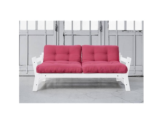 Banquette convertible blanche STEP matelas futon magenta couchage 75 ...