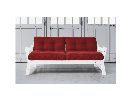 Banquette convertible blanche STEP matelas futon rouge passion couchage ...