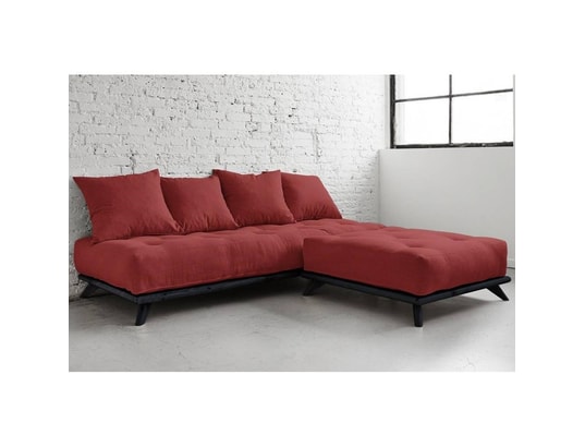 Méridienne SENZA NOIR avec chaise Lounge matelas futon rouge passion ...