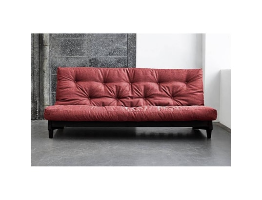 Banquette lit wengé FRESH 3 places convertible matelas futon rouge ...