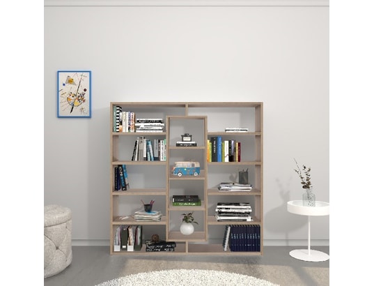 Bibliothèque dalia - sonoma en bois, 130 x 27 x 130 cm HOMEMANIA