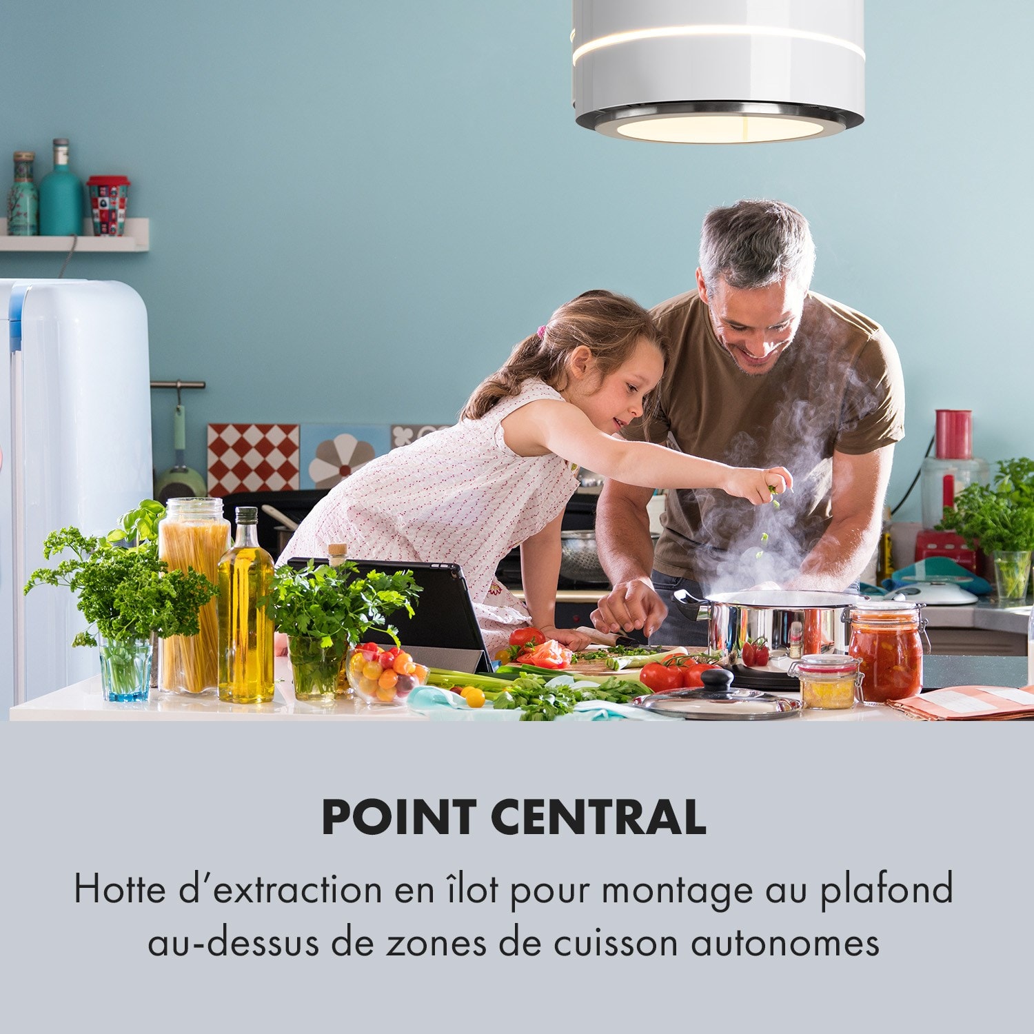 Klarstein tron ambience hotte îlot aspirante ø 38 cm 540 m³/h - 3 ...