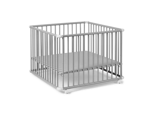 Parc bébé en bois gris à roulettes belami fond gris - 97x97 cm ...