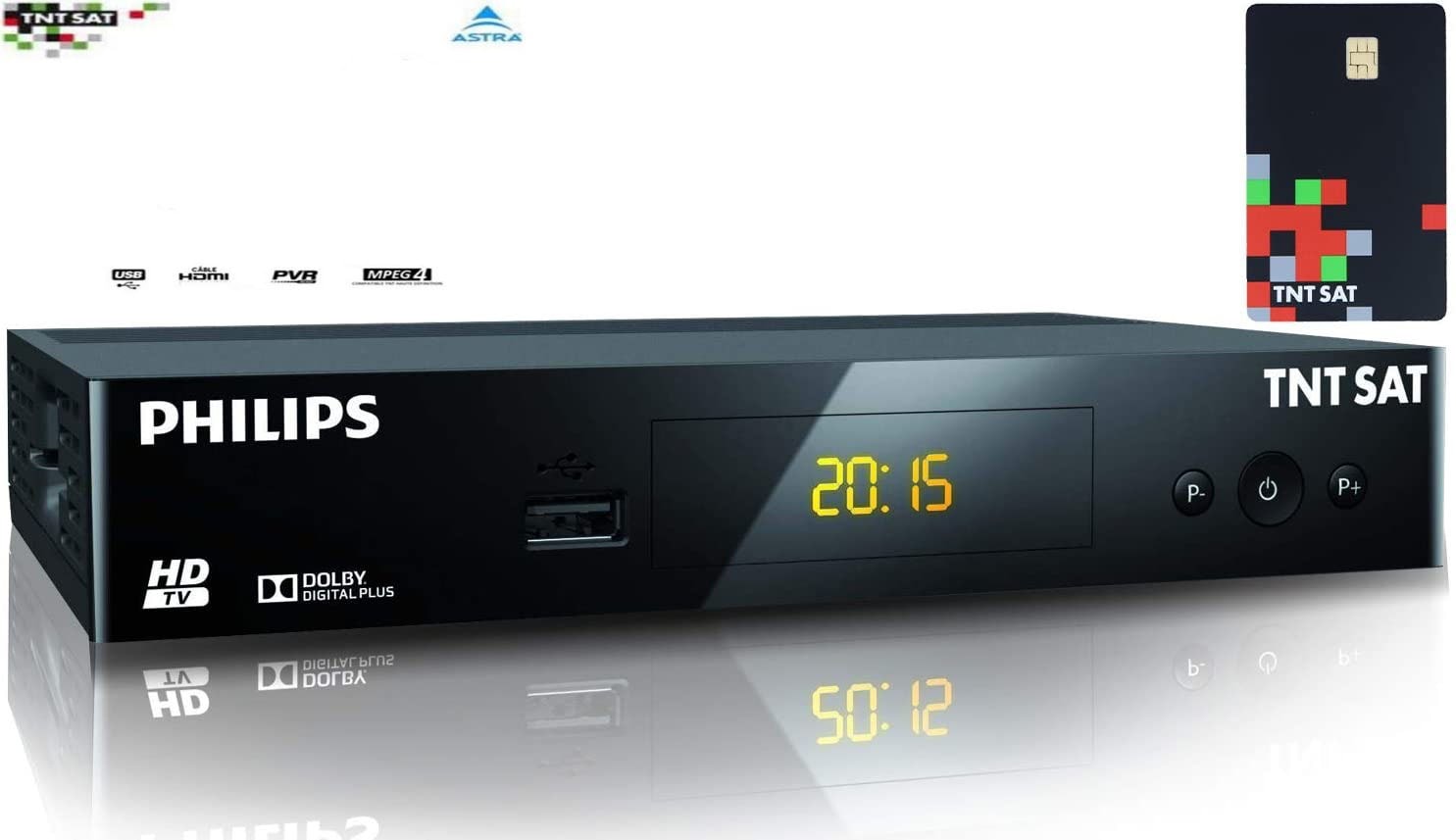 Récepteur philips dsr 3231t , démodulateur satellite hd tntsat, noir ...